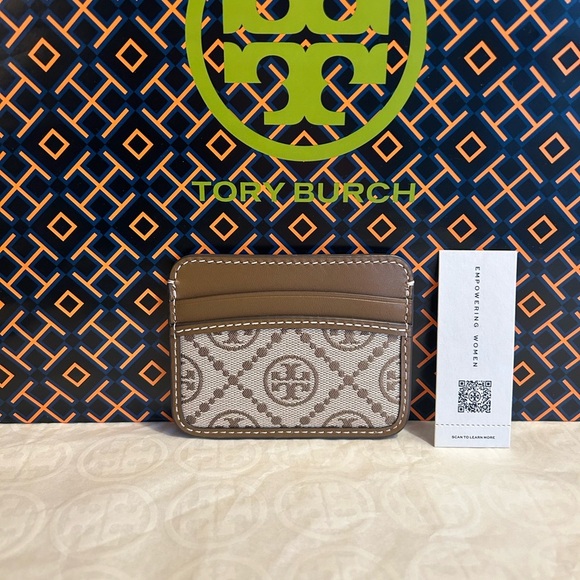 Tory Burch | Accessories | Tory Burch T Monogram Jacquard Card Case Hazelnut | Poshmark